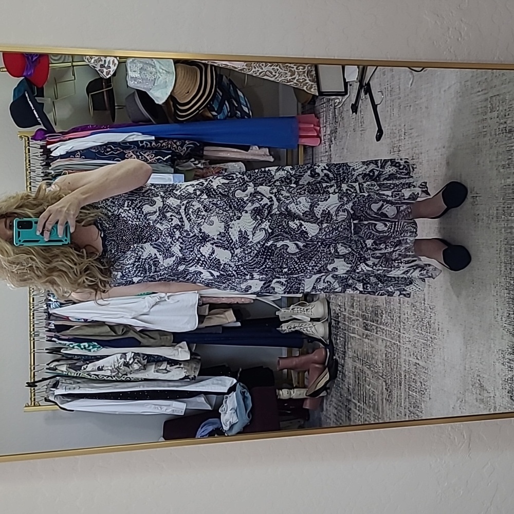 Reba Woman Navy White Paisley Lace Rhinestone Accente… - Gem